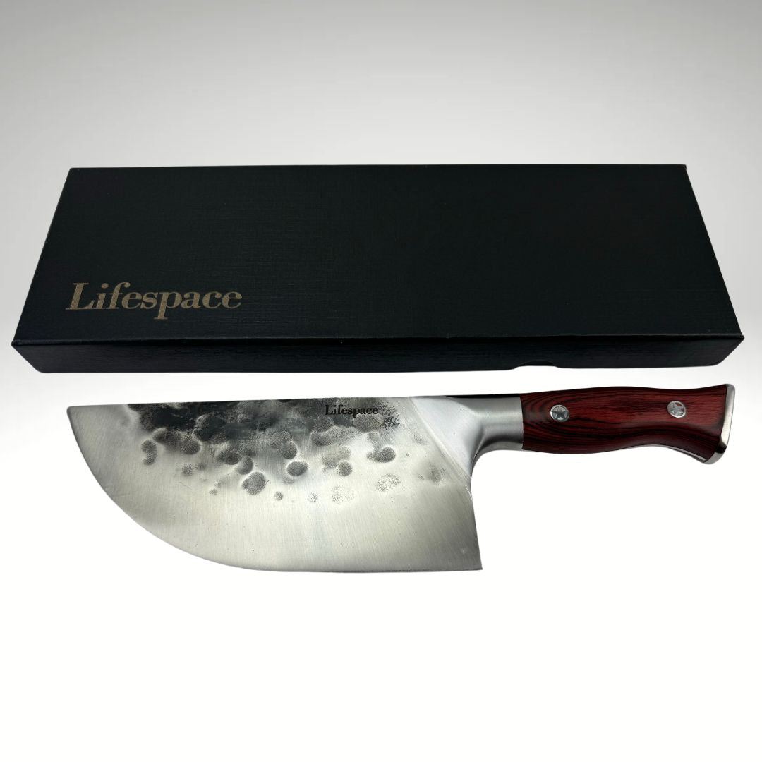 Lifespace 7.8" Blade Square Meat Cleaver with Hole & Pakkawood Handle ...