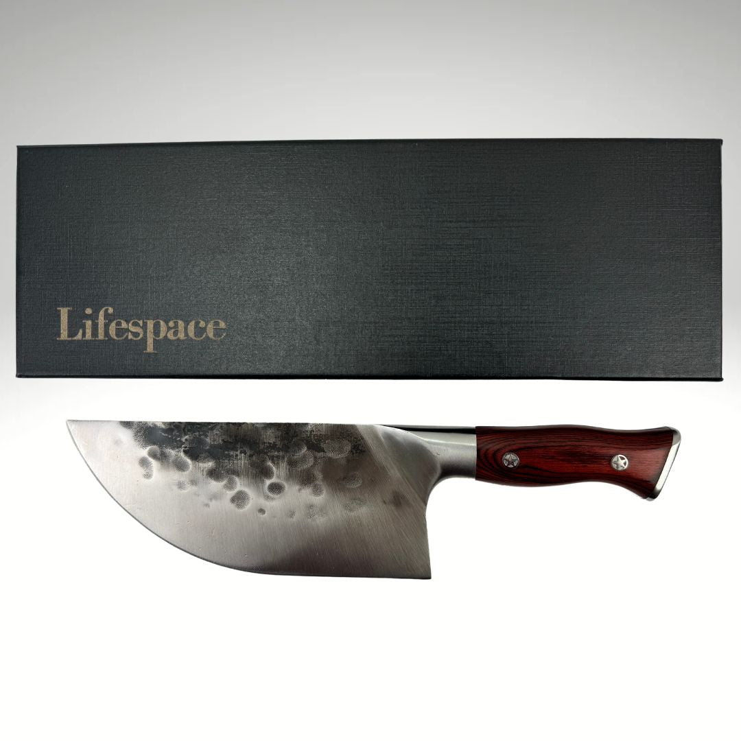 Lifespace 7.8" Blade Square Meat Cleaver with Hole & Pakkawood Handle ...