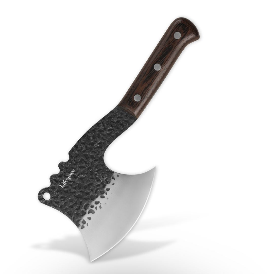 Lifespace Butcher Axe Cleaver Knife with Wenge Handle & Sheath