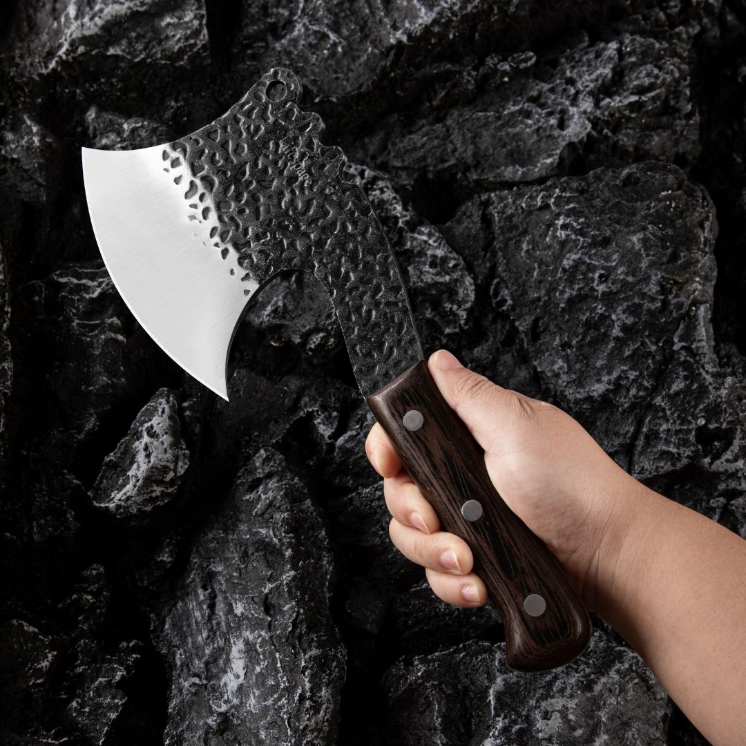 Lifespace Butcher Axe Cleaver Knife with Wenge Handle & Sheath