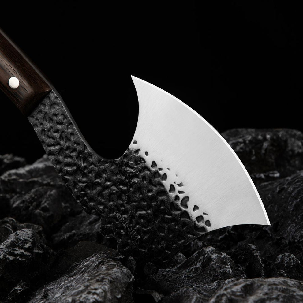 Lifespace Butcher Axe Cleaver Knife with Wenge Handle & Sheath