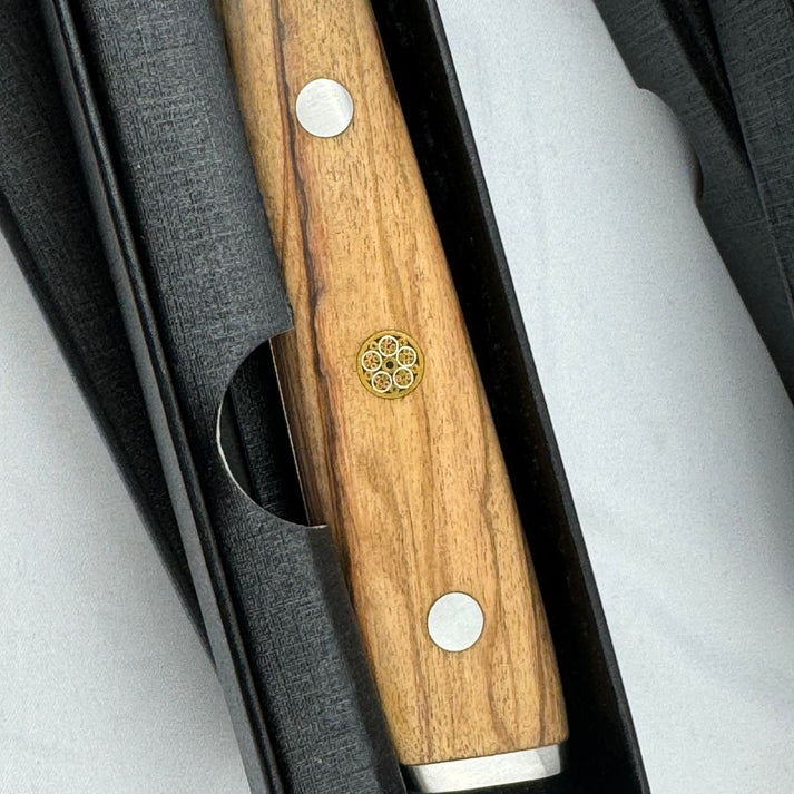 Lifespace Luxury 3pce Olive Wood Handle Full Tang Damascus Blade Chef ...