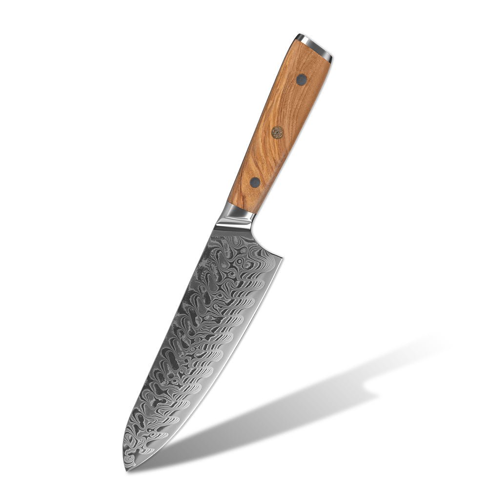 Lifespace Luxury 3pce Olive Wood Handle Full Tang Damascus Blade Chef ...