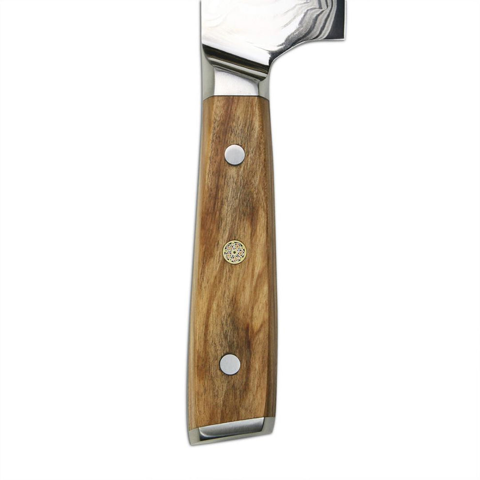 Lifespace Luxury 3pce Olive Wood Handle Full Tang Damascus Blade Chef ...