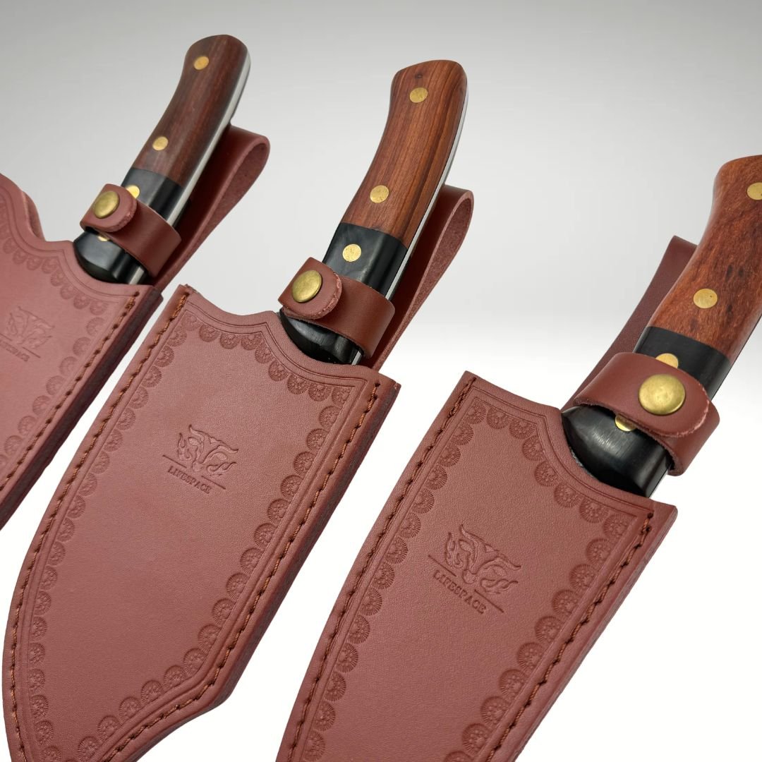 Lifespace Premium Chef Cleaver Knife Set (x3) with Genuine Leather ...