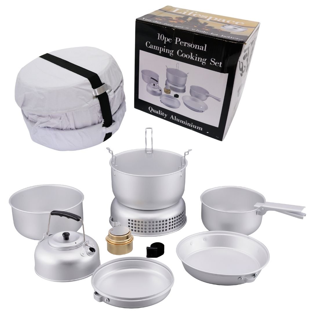 Lifespace 10 Piece Portable Camping Hiking Cook Set - Lifespace