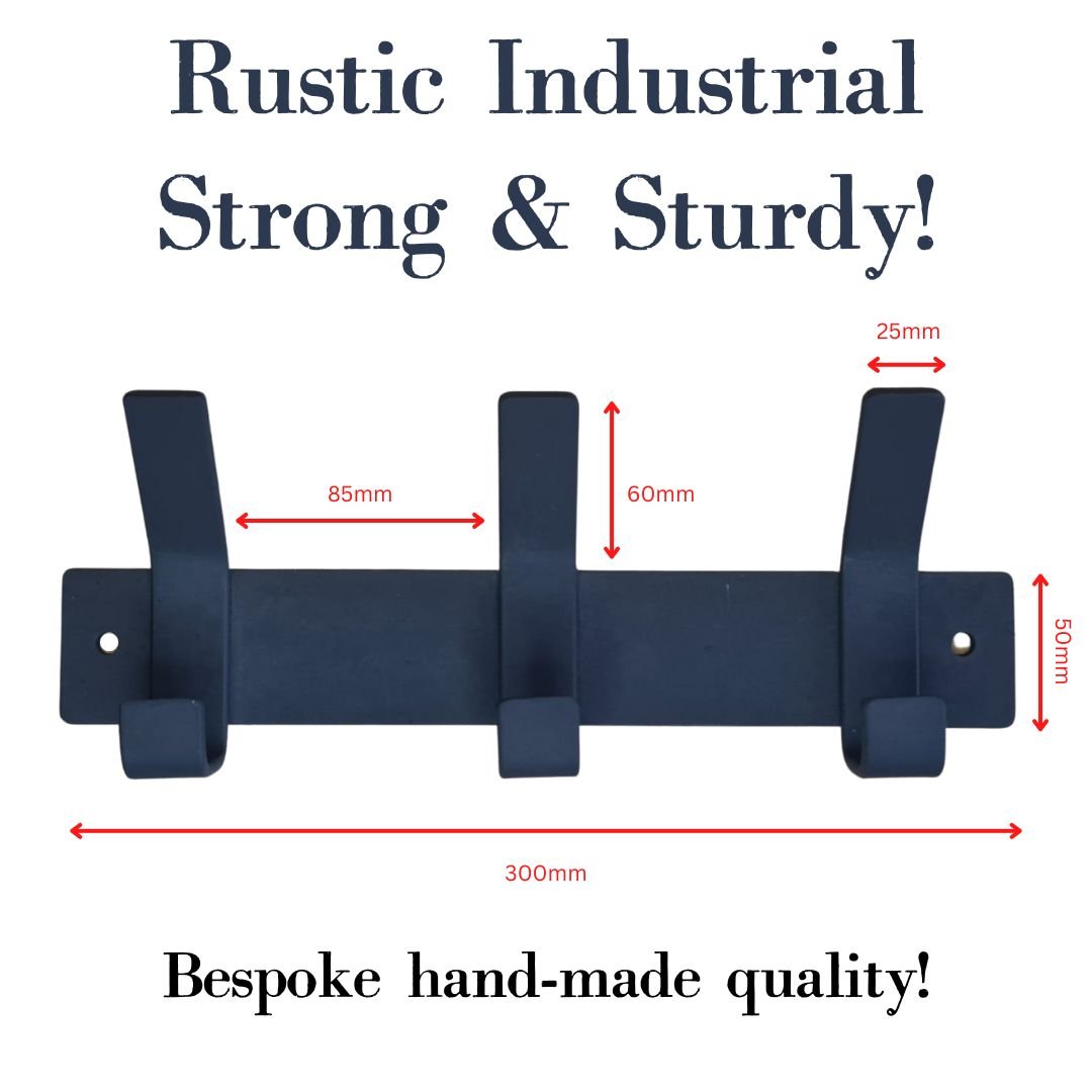 Lifespace 300mm Rustic Industrial Bespoke Utility Hook - 3 hooks - Lifespace