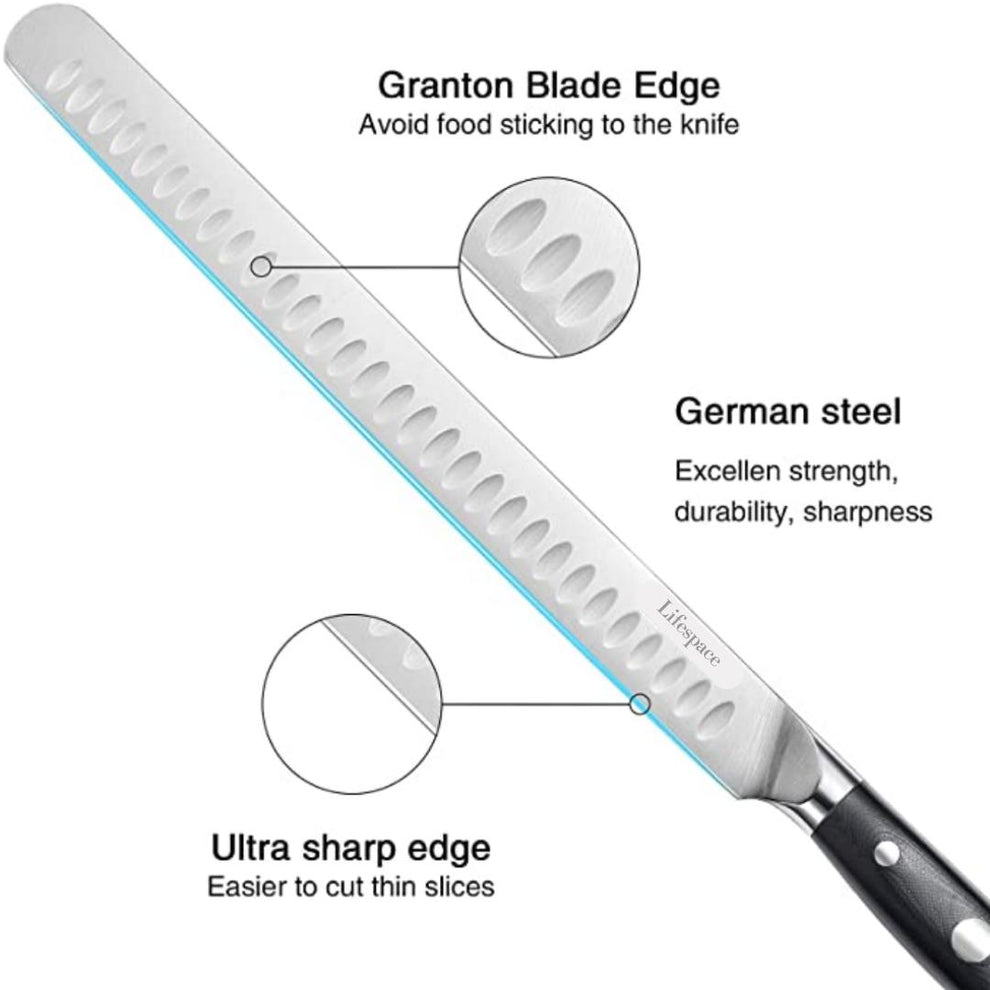 Lifespace BBQ Ham & Brisket Carving Knife - 300mm Stainless Steel Blade ...