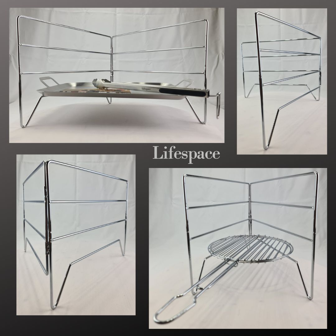 Lifespace Folding Multi Level Grid Stand - Chrome