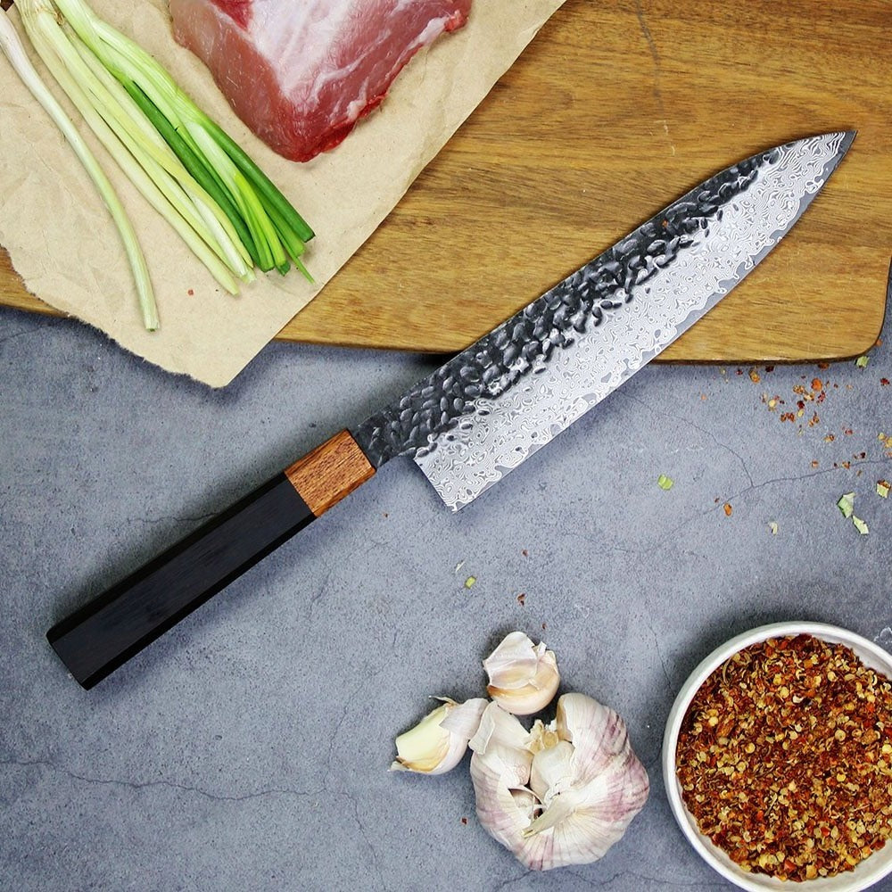 Lifespace Hand Forged Japanese vg10 Damascus Bunka Chef Knife in Gift ...