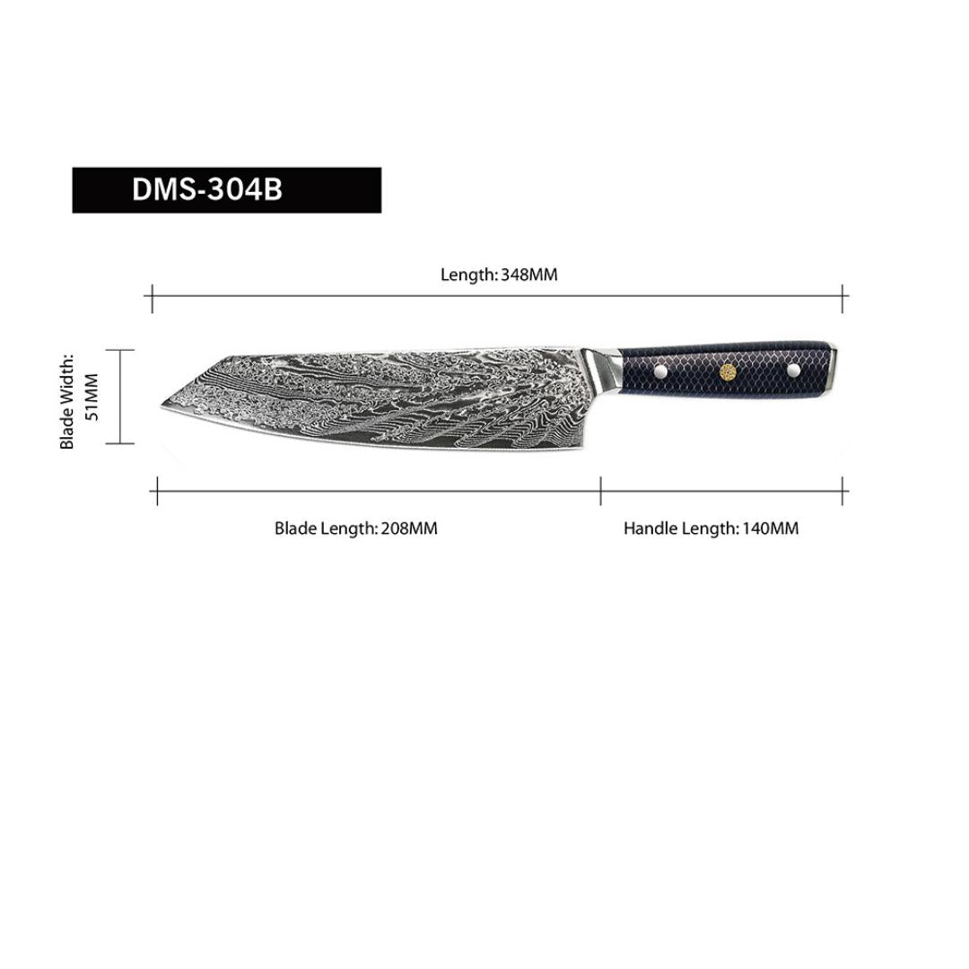 Lifespace Modern Damascus Full Tang 8" Kiristuke Knife w/ Honeycomb ...