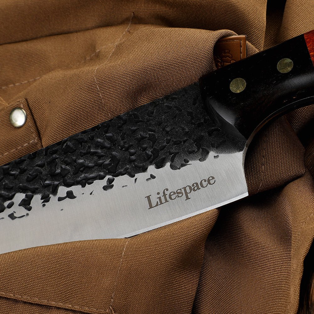 Lifespace Premium Chef Cleaver Knife Set (x3) with Genuine Leather ...
