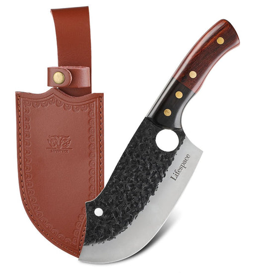 Lifespace Premium Chef Cleaver Knife Set (x3) with Genuine Leather ...
