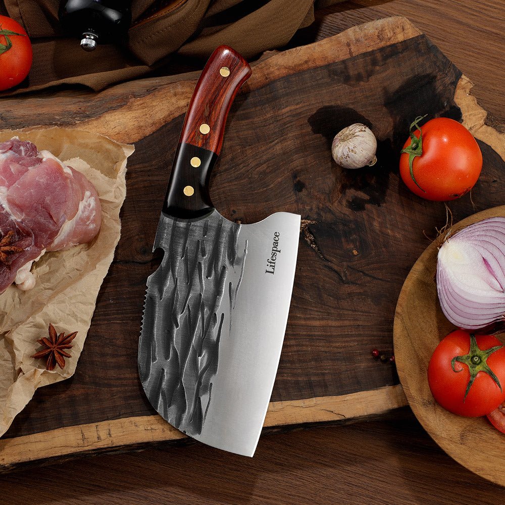 Lifespace Premium Chef Cleaver Knife Set (x3) with Genuine Leather ...