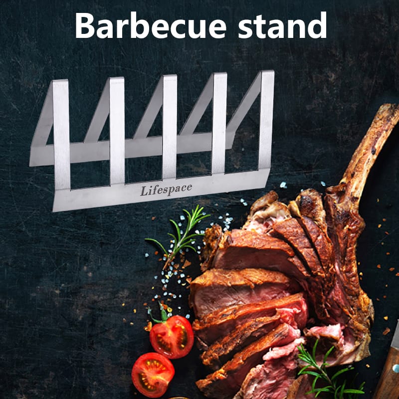 Lifespace Premium Stainless Steel T-Bone / Chop Rack - 4 Slot - Lifespace