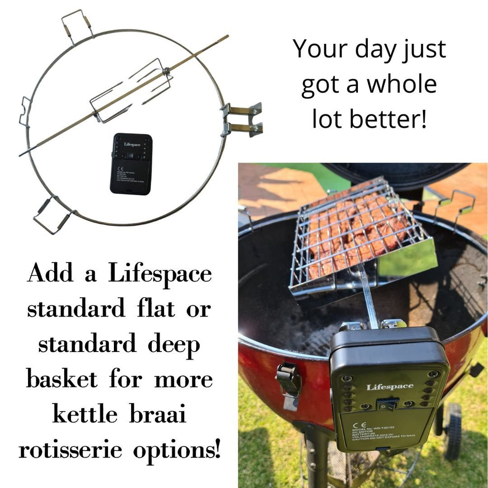 Lifespace Rotisserie Ring for 57cm Kettle Braai with Motor, Shaft ...