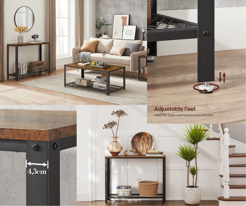 Lifespace Rustic Industrial 2 Tier Console Hall Table - Lifespace